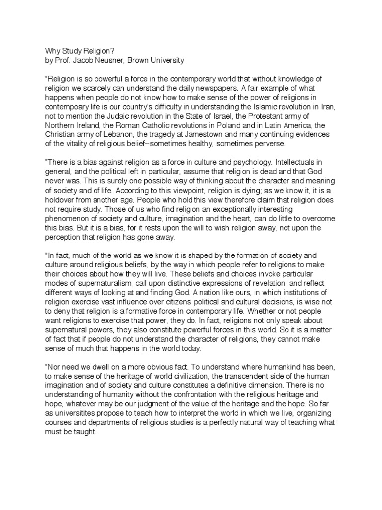 Why Study Religion | PDF | Supernatural | Religious Studies