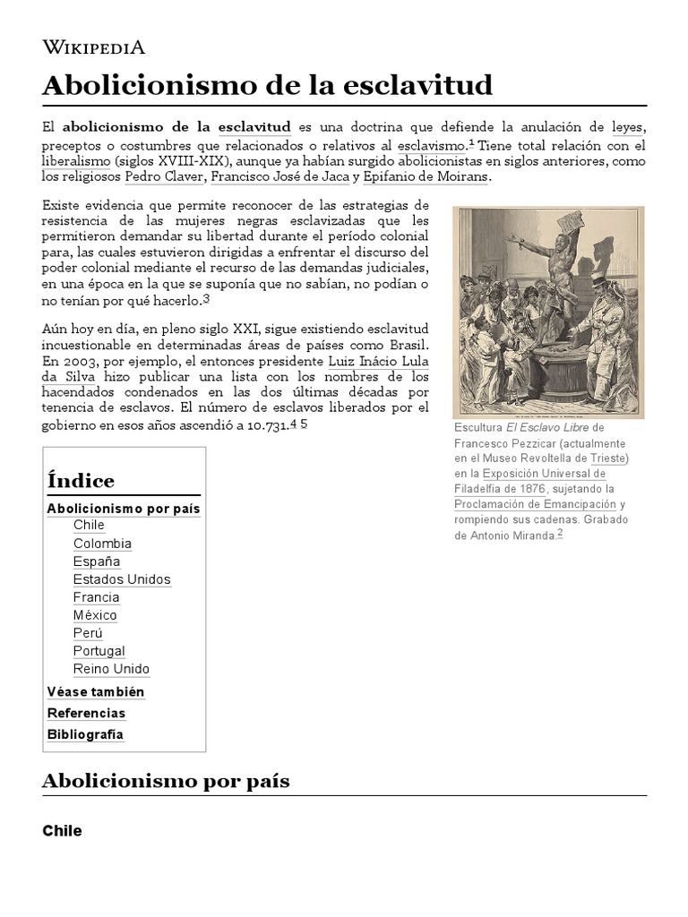 Abolicionismo de La Esclavitud - Wikipedia, La Enciclopedia Libre | PDF ...