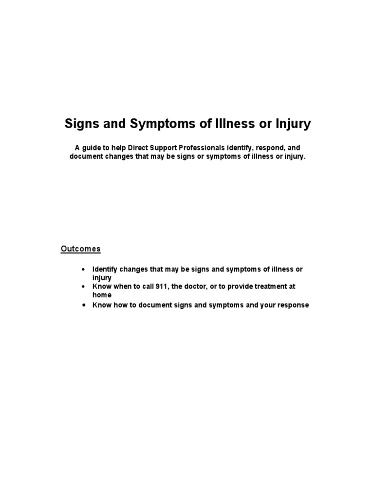 Signs - Symptoms - Illness - Injury | PDF | Group Home | First Aid