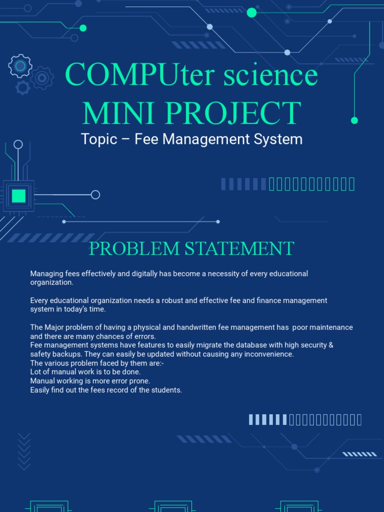 Computer Science Mini Project: Topic - Fee Management System | PDF ...