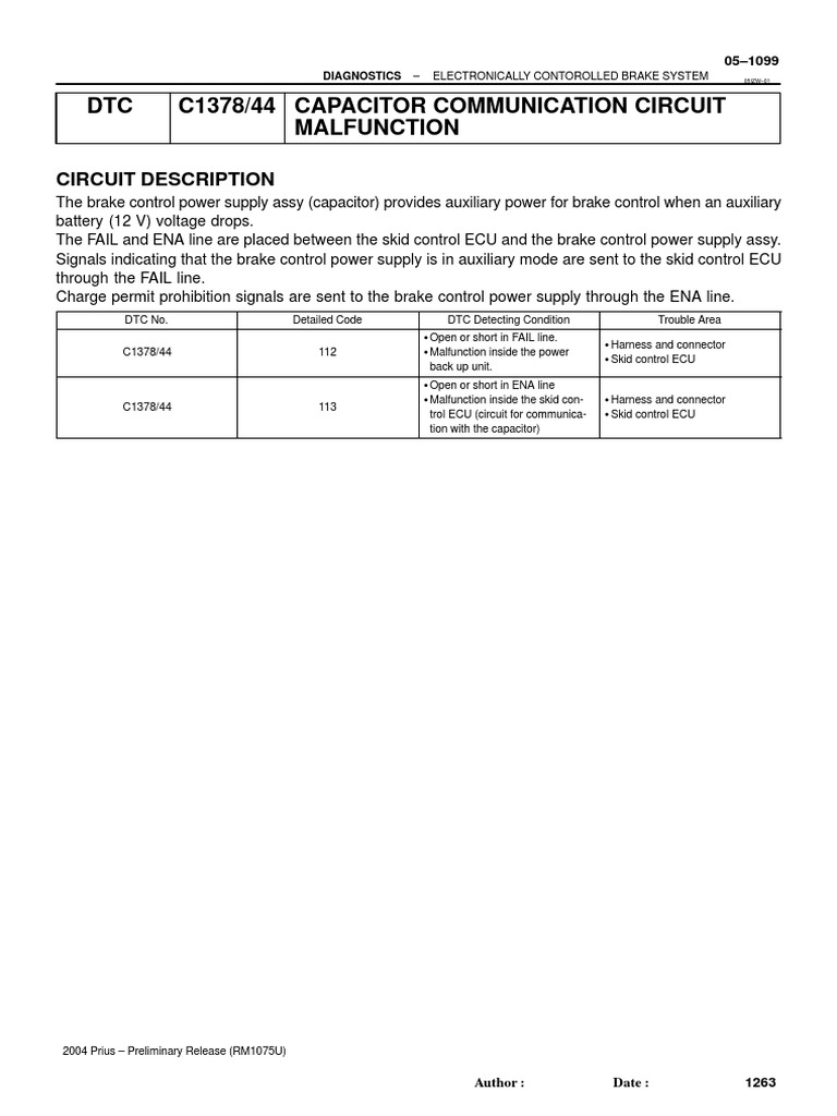 DTC C1378/44 Capacitor Communication Circuit Malfunction | Download ...