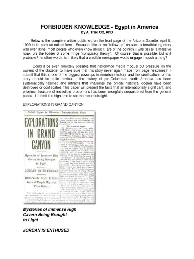 Forbidden Knowledge - Egypt in America!: by A. True Ott, PHD! | PDF ...