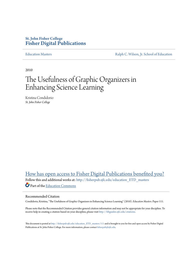 The Usefulness of Graphic Organizers in Enhancing Science Learnin | PDF ...