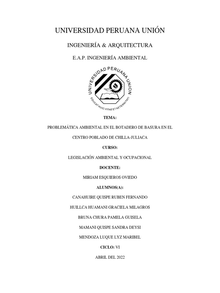 BOTADERO CHILLA of | PDF | Residuos | Contaminación