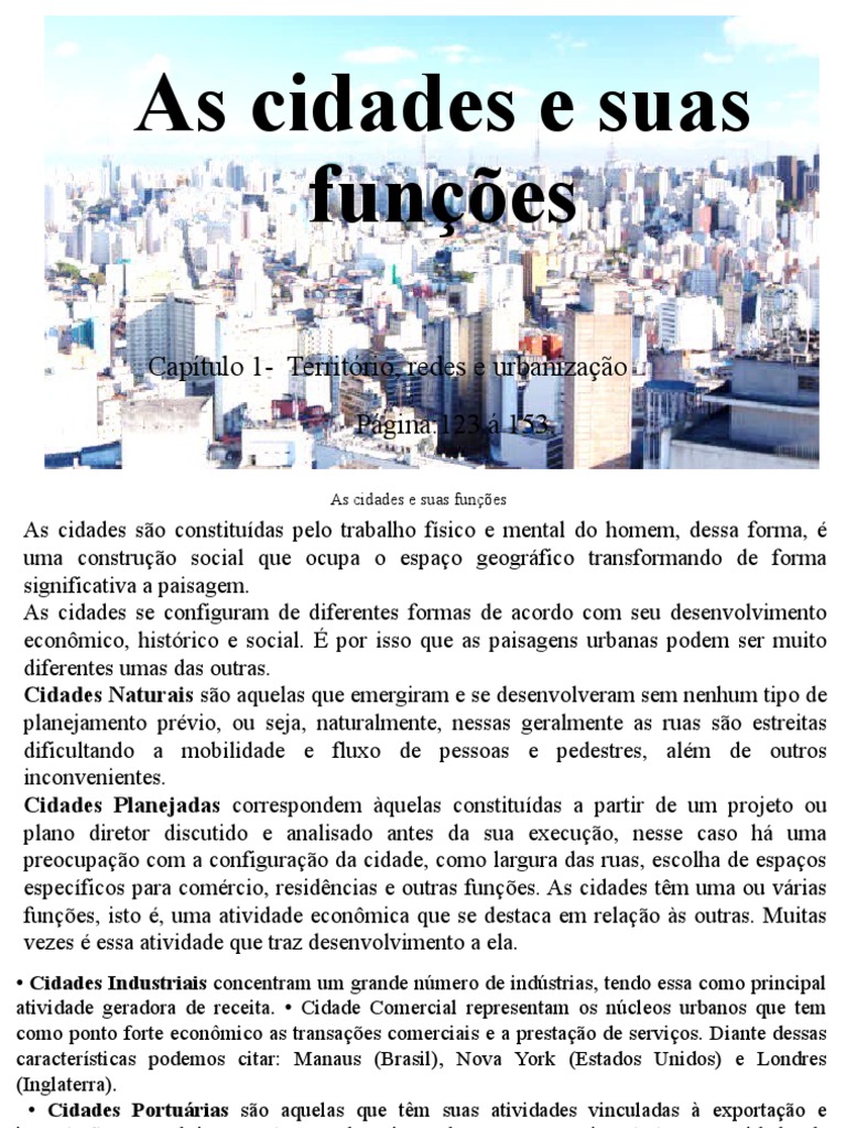 As Cidades e Suas Funções | Download grátis PDF | Heliocentrismo ...