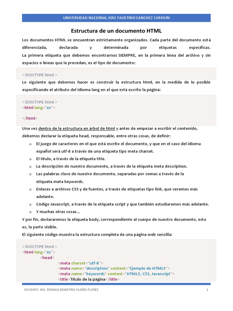 Tema 02 Estructura de Un Documento HTML | PDF | HTML | Red mundial