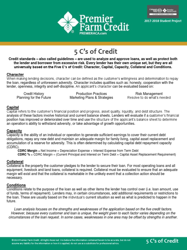 PFC 5 Cs of Credit | PDF | Loans | Debt