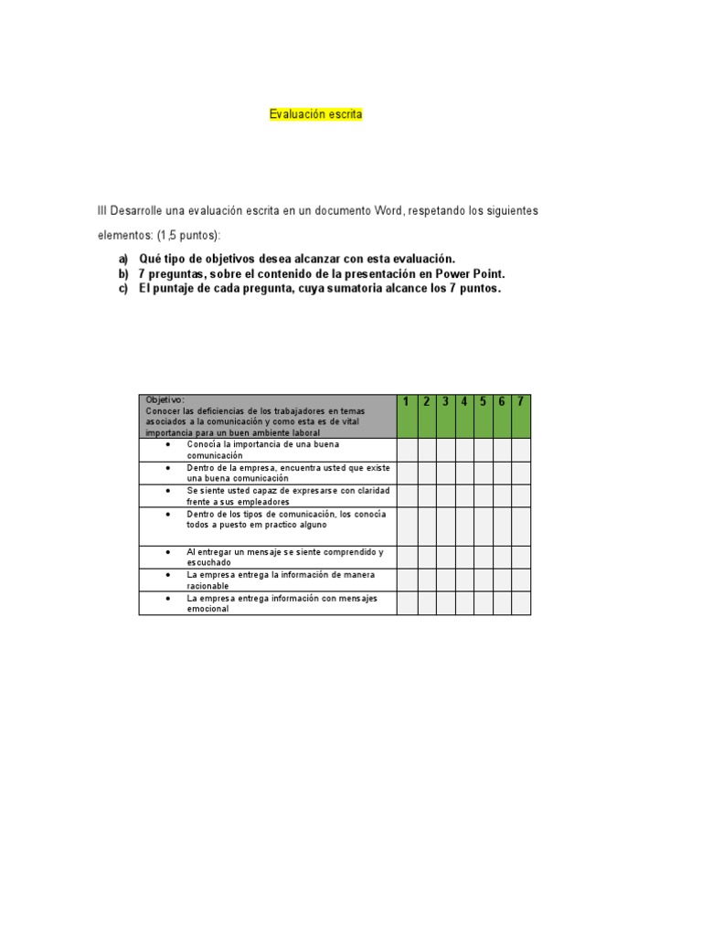 Evaluación Escrita | PDF