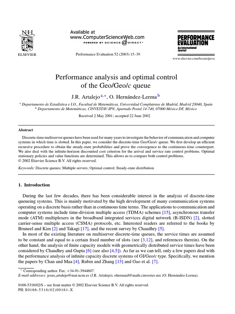 Performance Analysis of Geo Geo | PDF | Markov Chain | Mathematical Optimization