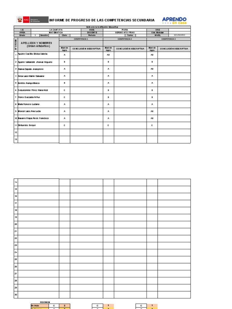 Registro de Progreso de Los Aprendizajes | PDF