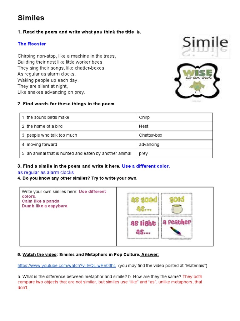 Similes and Metaphors | PDF
