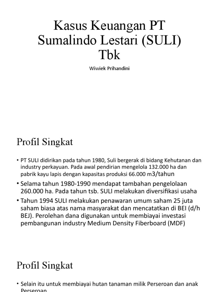 Kasus PT Sumalindo Lestari (SULI) | PDF