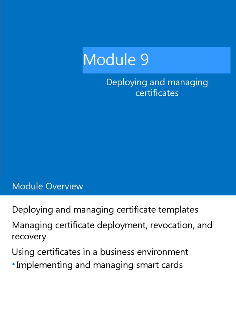 Deploy and Manage Certificates | PDF | Public Key Certificate ...