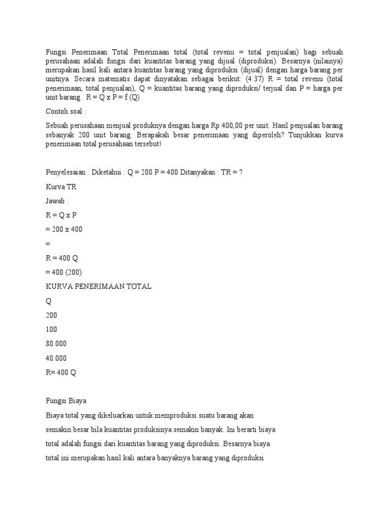 Fungsi Penerimaan Total Penerimaan Total | PDF