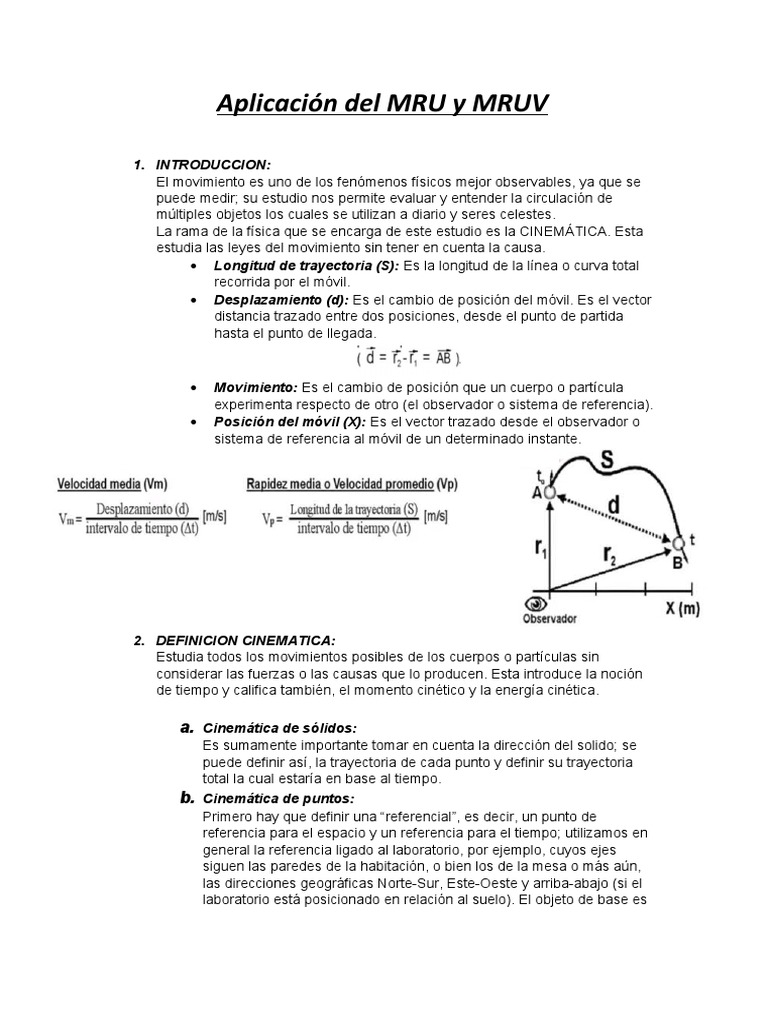 Aplicación Del MRU y MRUV | PDF | Cinemática | Aceleración