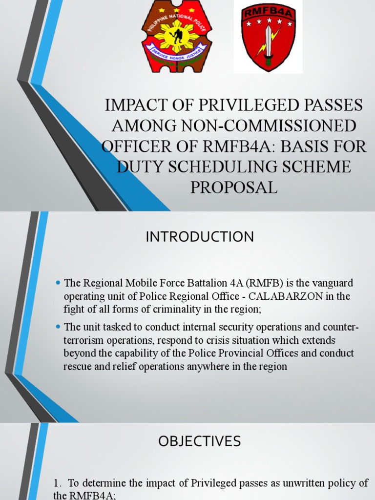 Impact of Privileged Passes Among Non-Commissioned Officer of Rmfb4A: Basis For Duty Scheduling ...