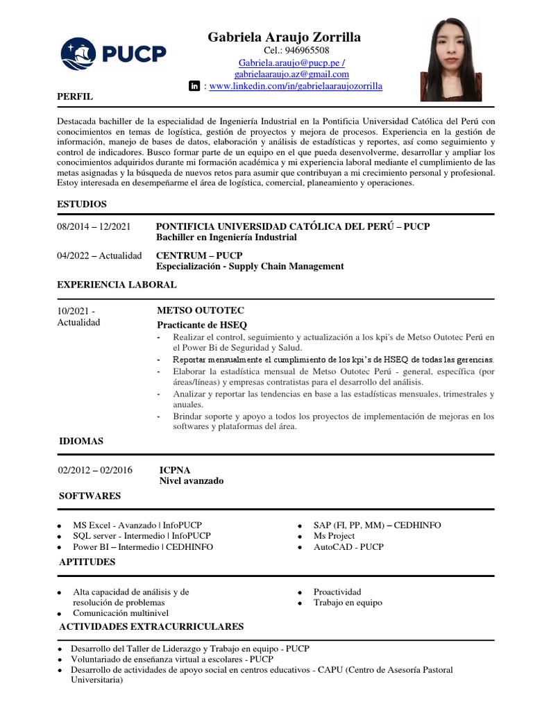 CV - Gabriela Araujo | PDF | Informática | Business