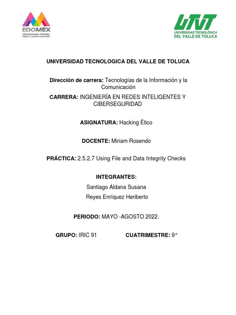 2.5.2.7 Packet Tracer - Using File and Data Integrity Checks | PDF | Protocolo de transferencia ...