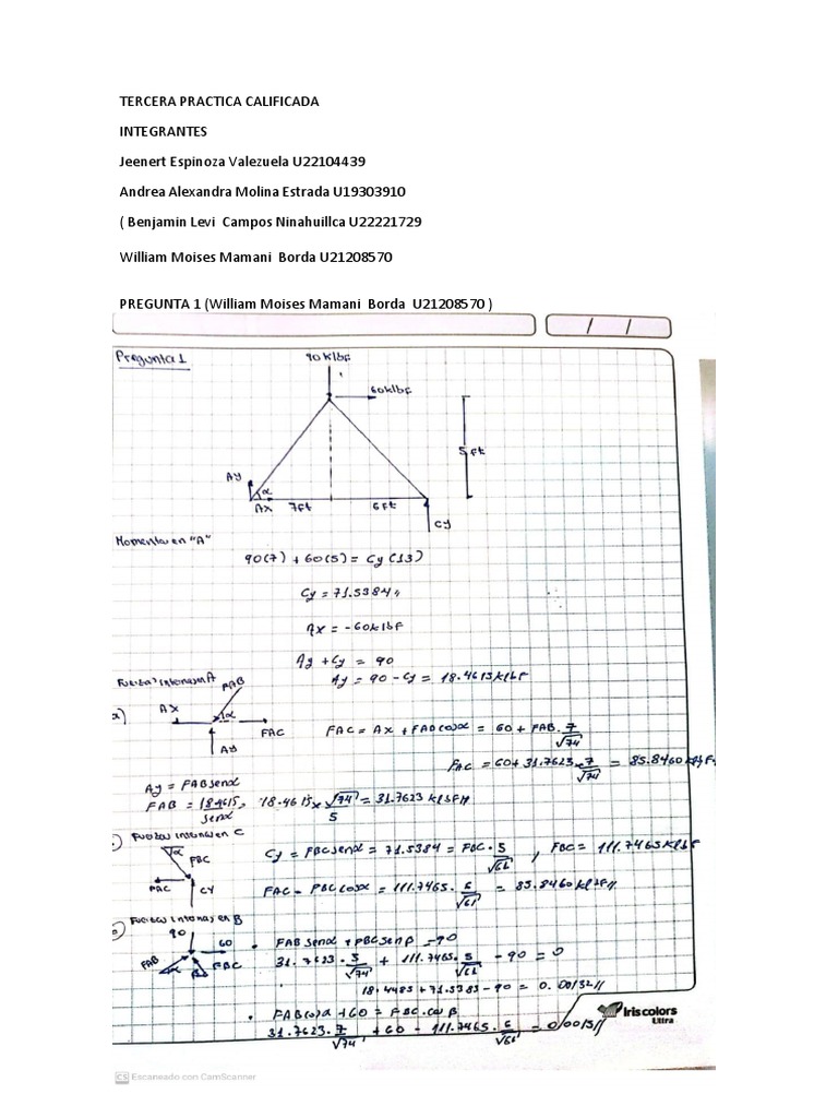 Tercera Practica Calificada Estatica | PDF