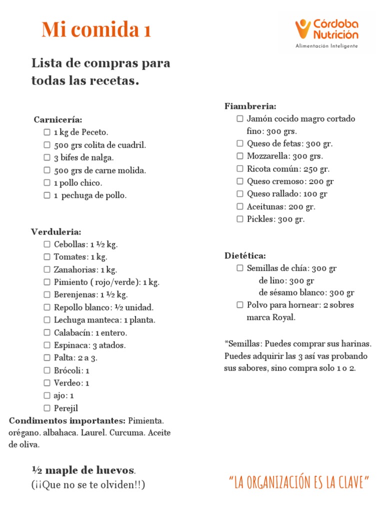 Lista de Compras para Asado y Dietética | PDF | Alimentos | Preparación ...