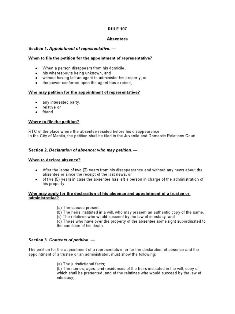 Rule 107 | PDF | Intestacy | Public Law