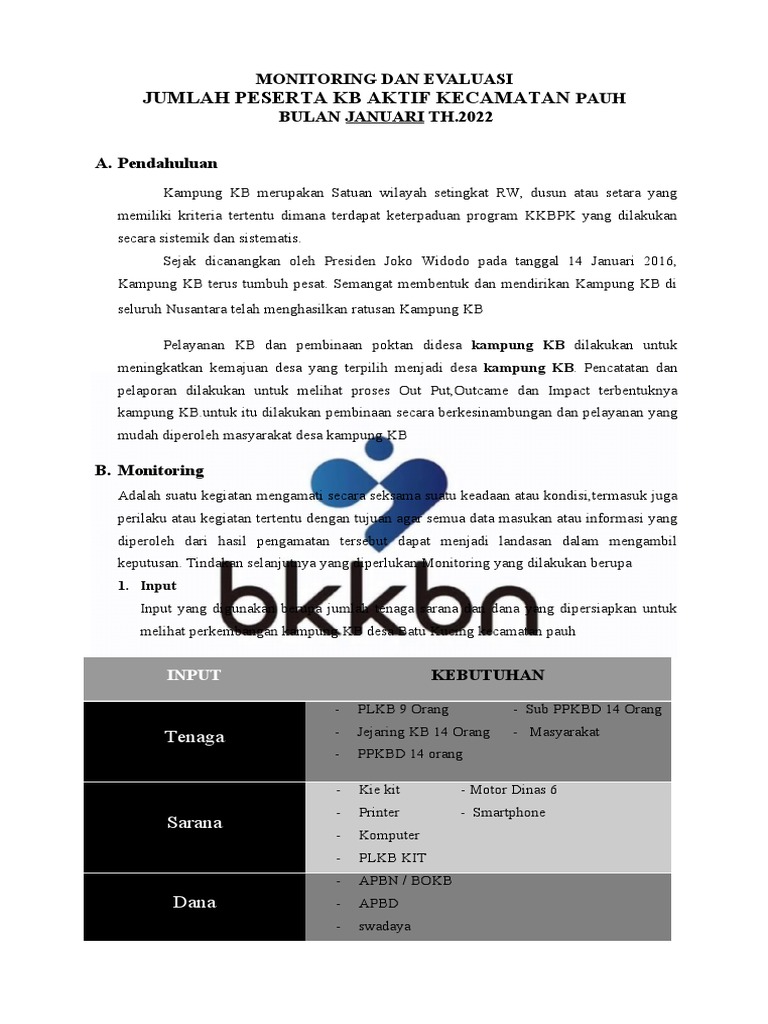 Evaluasi Peserta KB Aktif Pauh 2022 | PDF