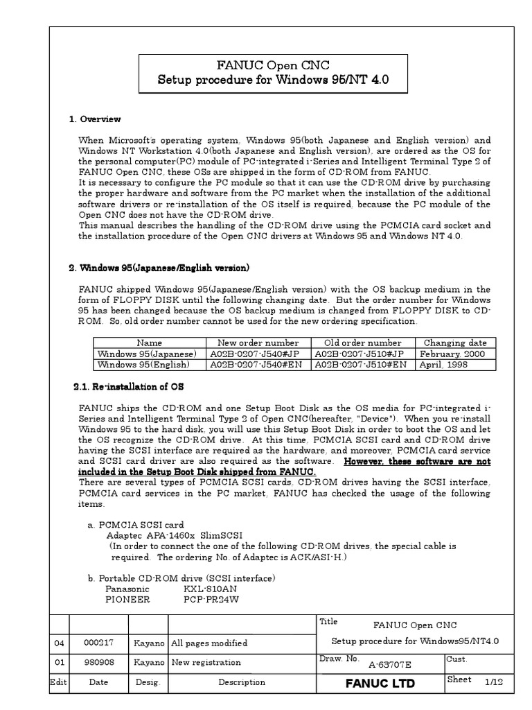 Fanuc Open CNC Setup Procedure For Windows 95 NT 40 | PDF | Device ...