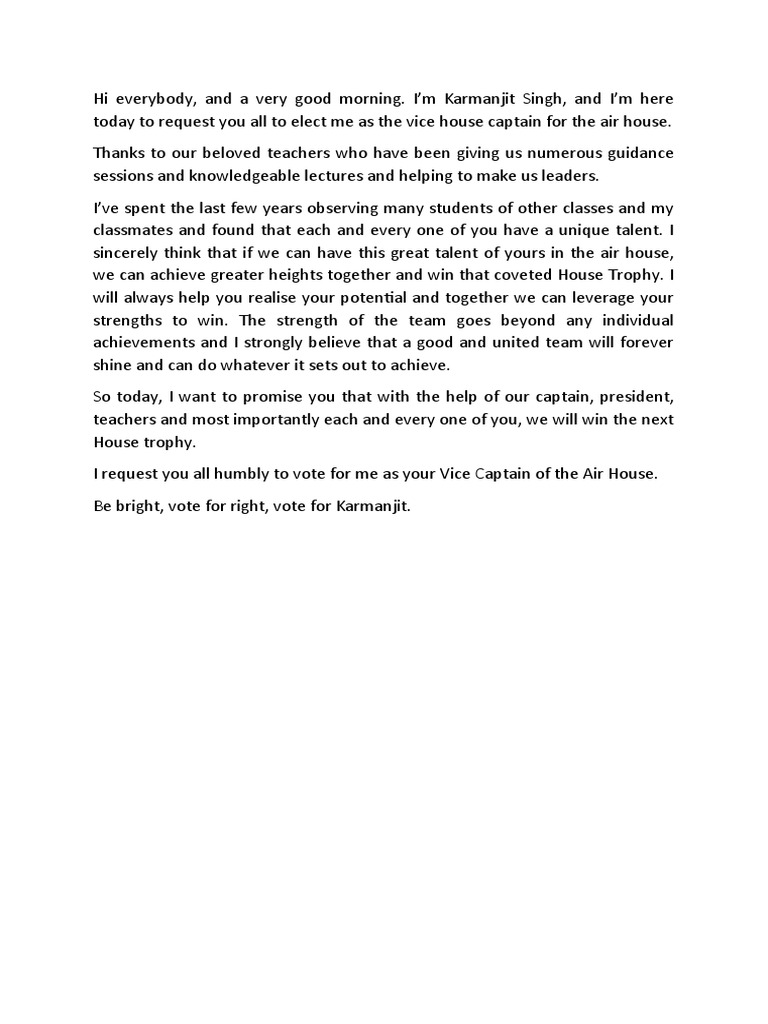 School Election Speech | PDF