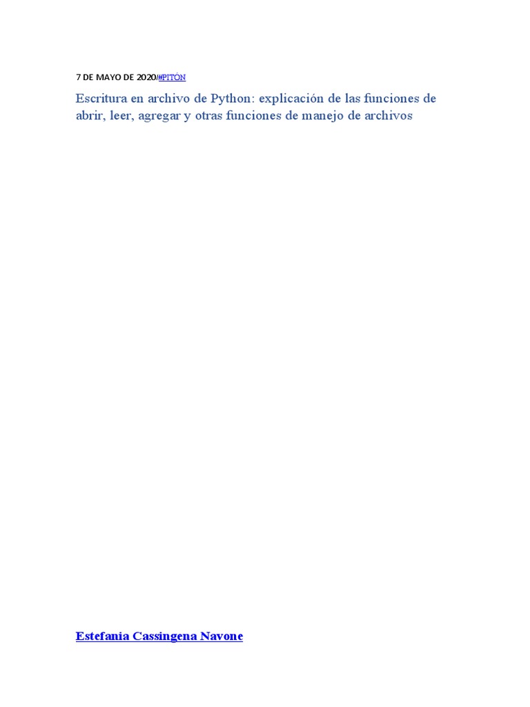 Escritura en Archivo de Python Explicación de Las Funciones de Abrir ...