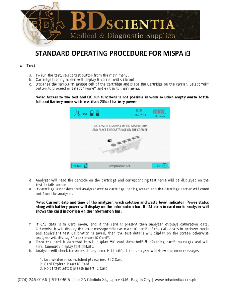 Standard Operating Procedure For Mispa I3: Test | PDF | Smart Card ...