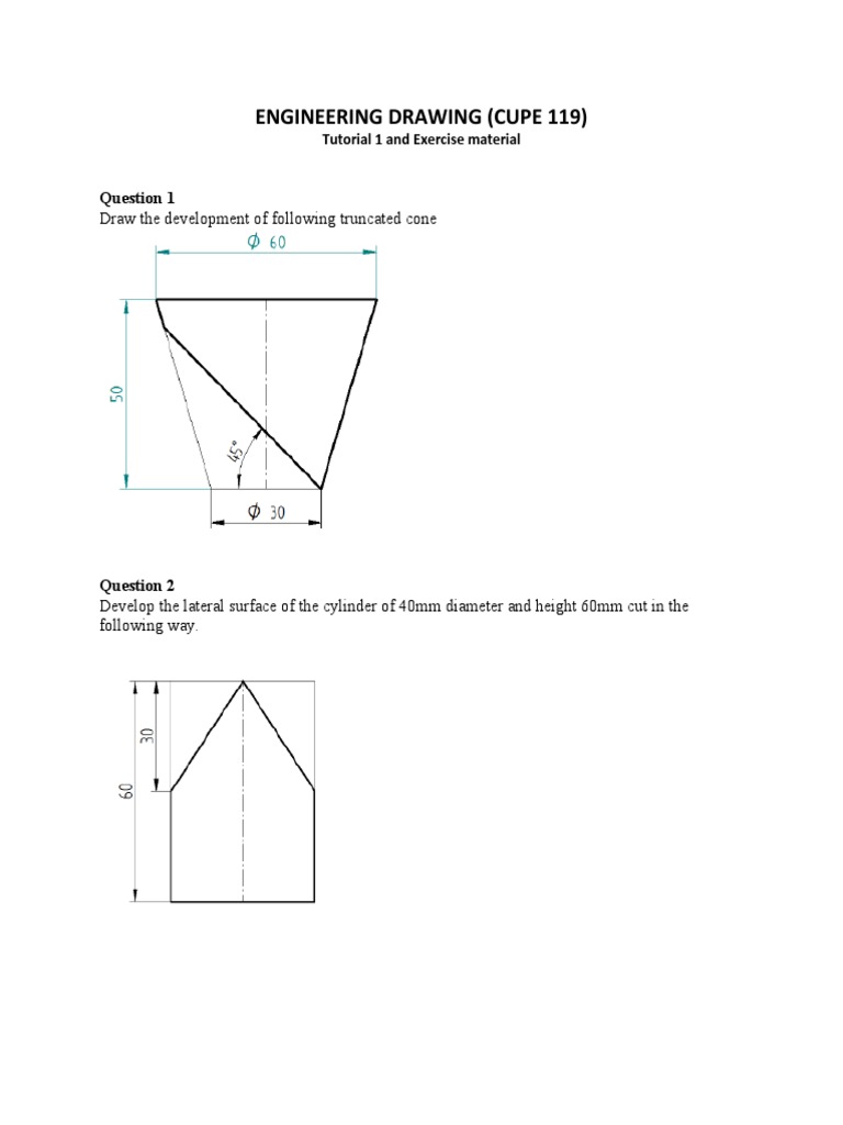 Engineering Drawing Tutorial: Developments of Truncated Cones ...