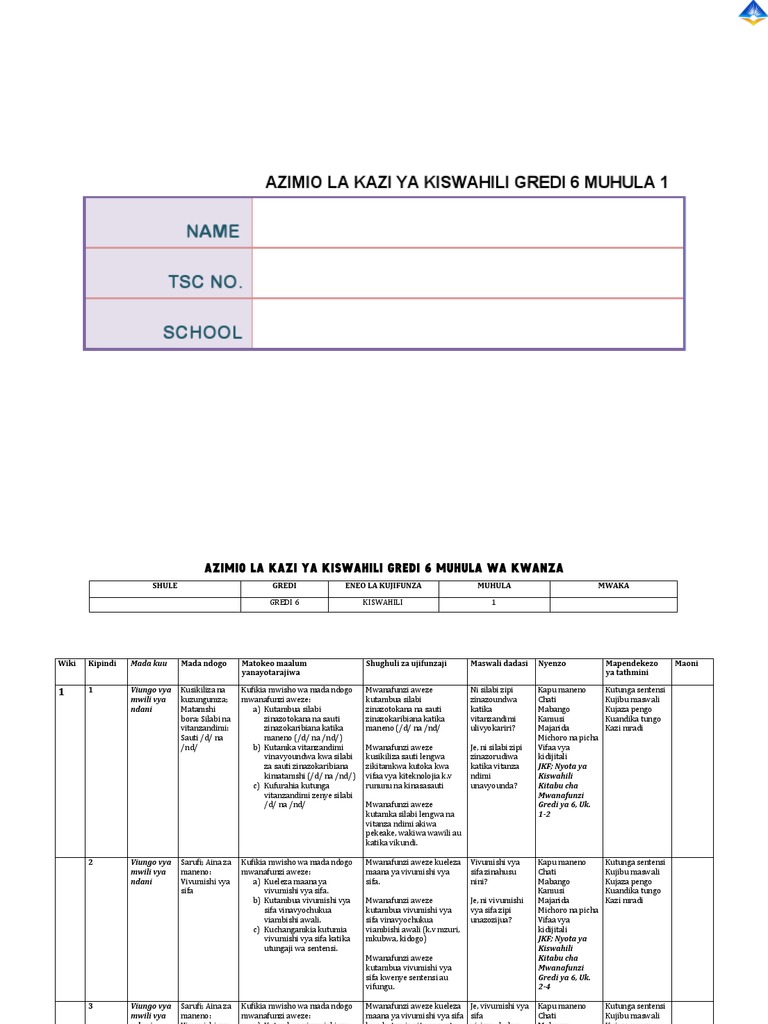 Kis GD 6 Term 1 | PDF