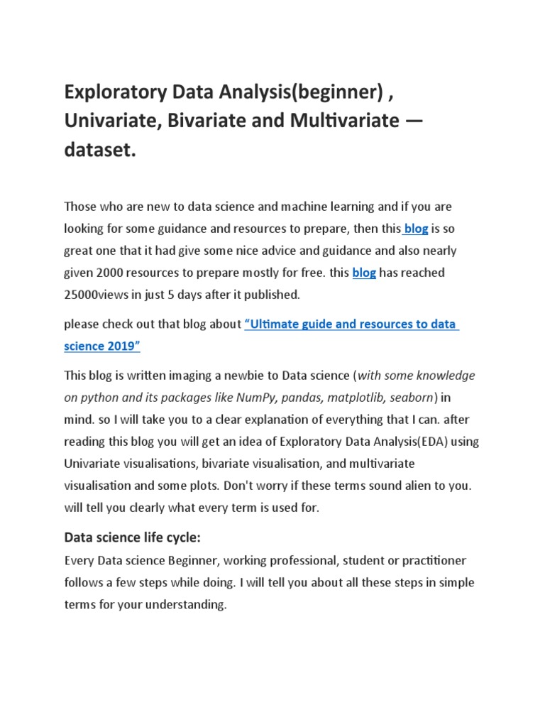 Exploratory Data Analysis (Beginner), Univariate, Bivariate and ...