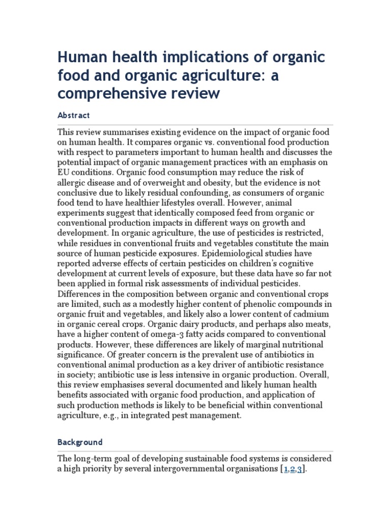 Human Health Implications of Organic Food and Organic Agriculture | PDF ...