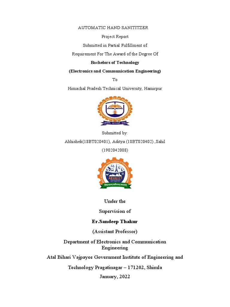 Automatic Hand Sanitizer | PDF | Arduino | Microcontroller