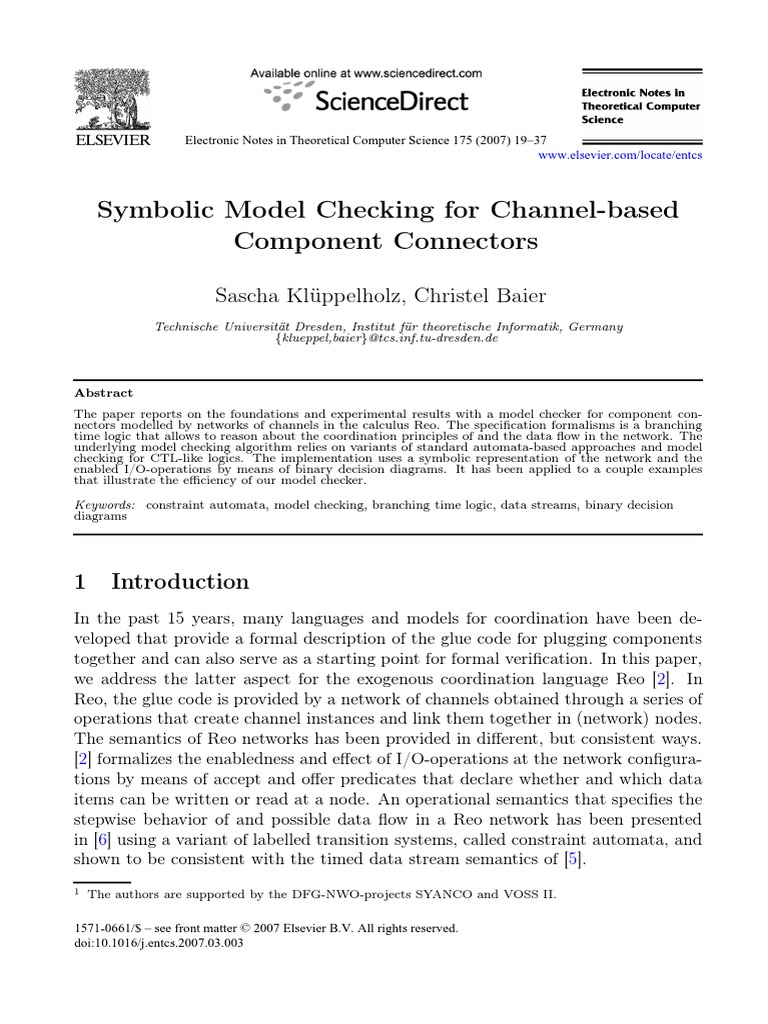 Symbolic Model Checking For Channel-Based Component Connectors | Download Free PDF | Computing ...