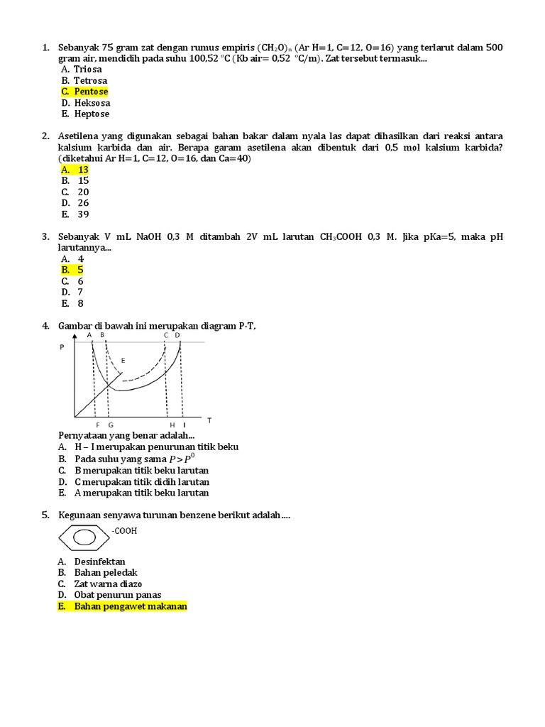 Soal Latihan Kalsium Karbida | PDF | Teknologi & Rekayasa