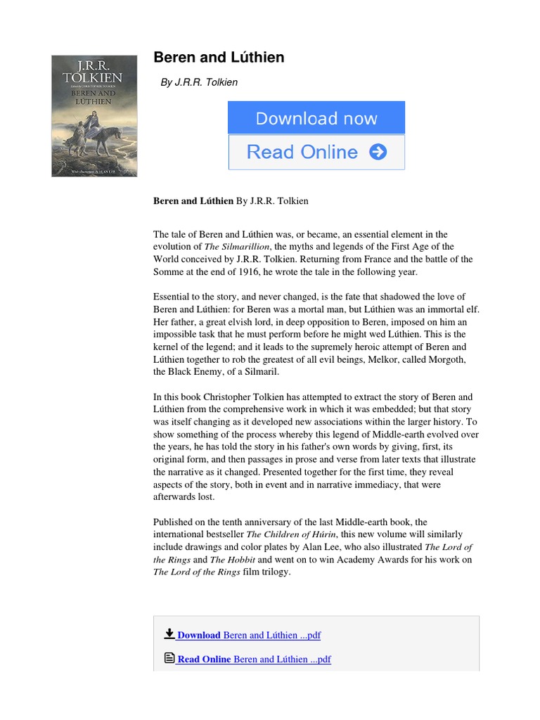 Beren and Lúthien by J.R.R. Tolkien | PDF | Elf (Middle Earth) | Middle ...