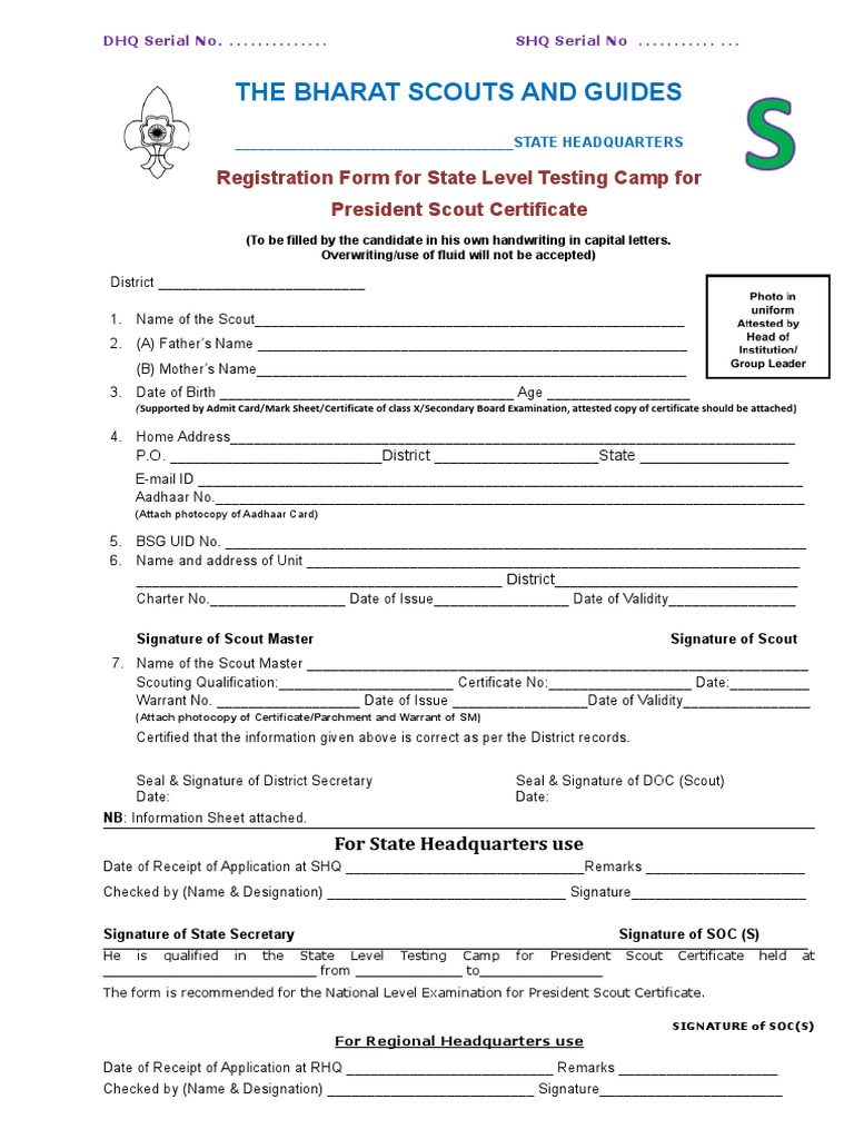 Rashtrapati Scout Form | PDF