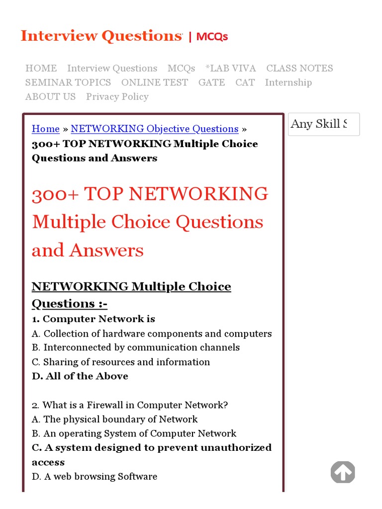 TOP NETWORKING Multiple Choice Questions and Answers | PDF | Routing | Computer Network