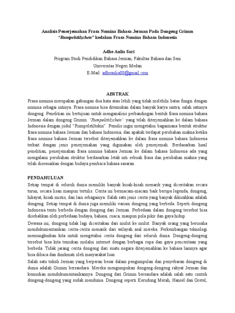 Adhe Projectaufgabe Linguistik | PDF | Seni & Disiplin Bahasa | Fiksi Umum