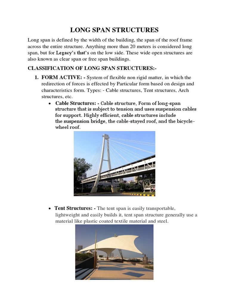 Long Span Structures Classification | PDF | Truss | Civil Engineering