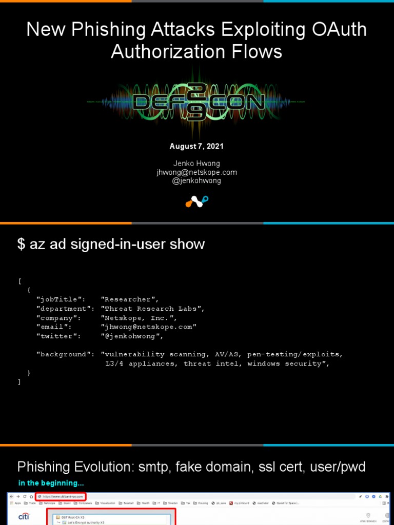 Jenko Hwong - New Phishing Attacks Exploiting OAuth Authentication Flows | PDF | Phishing ...