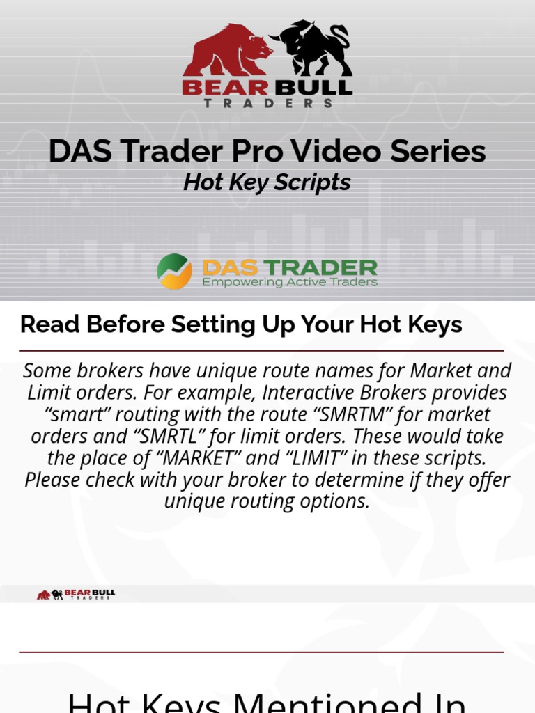 DAS Trader Pro Video Series: Hot Key Scripts | PDF | Order (Exchange ...