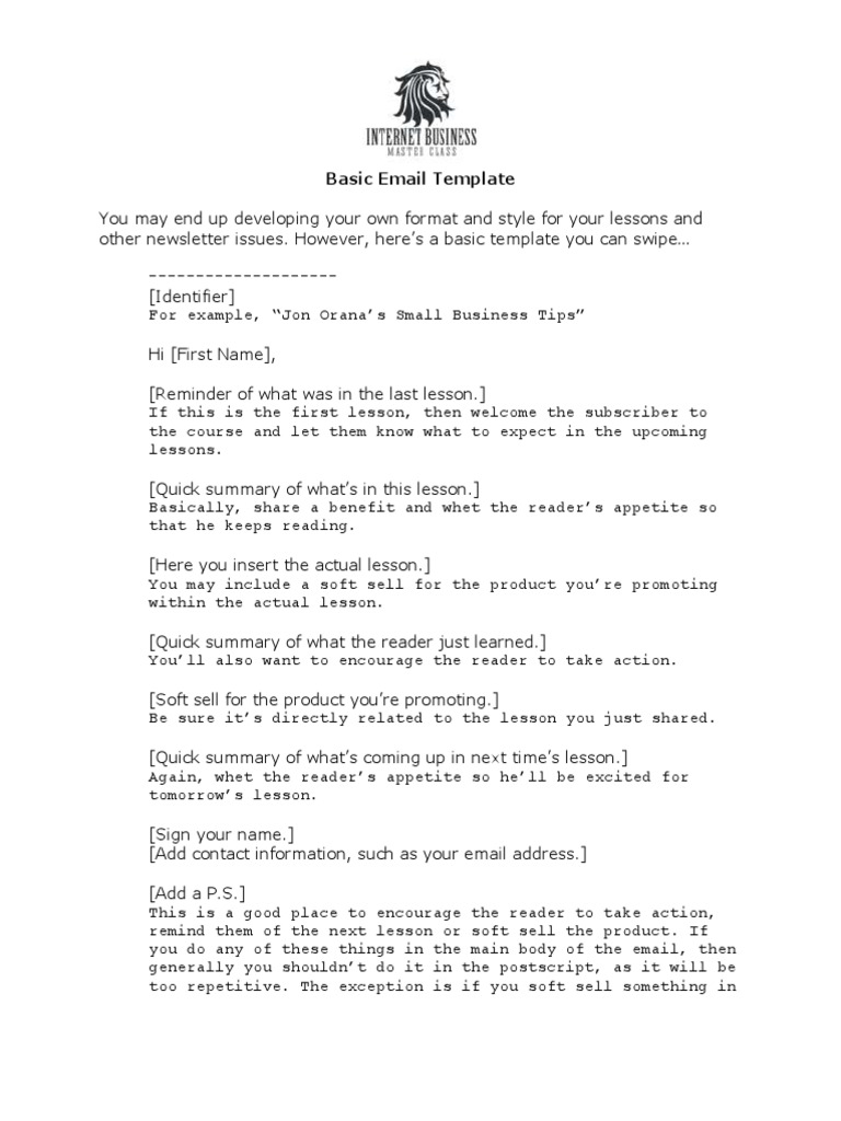 Basic Email Template for Newsletters | PDF