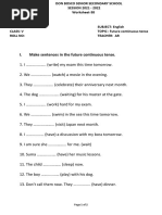 Tenses For Class 5 Worksheet PDF | PDF | Grammatical Tense | Perfect ...