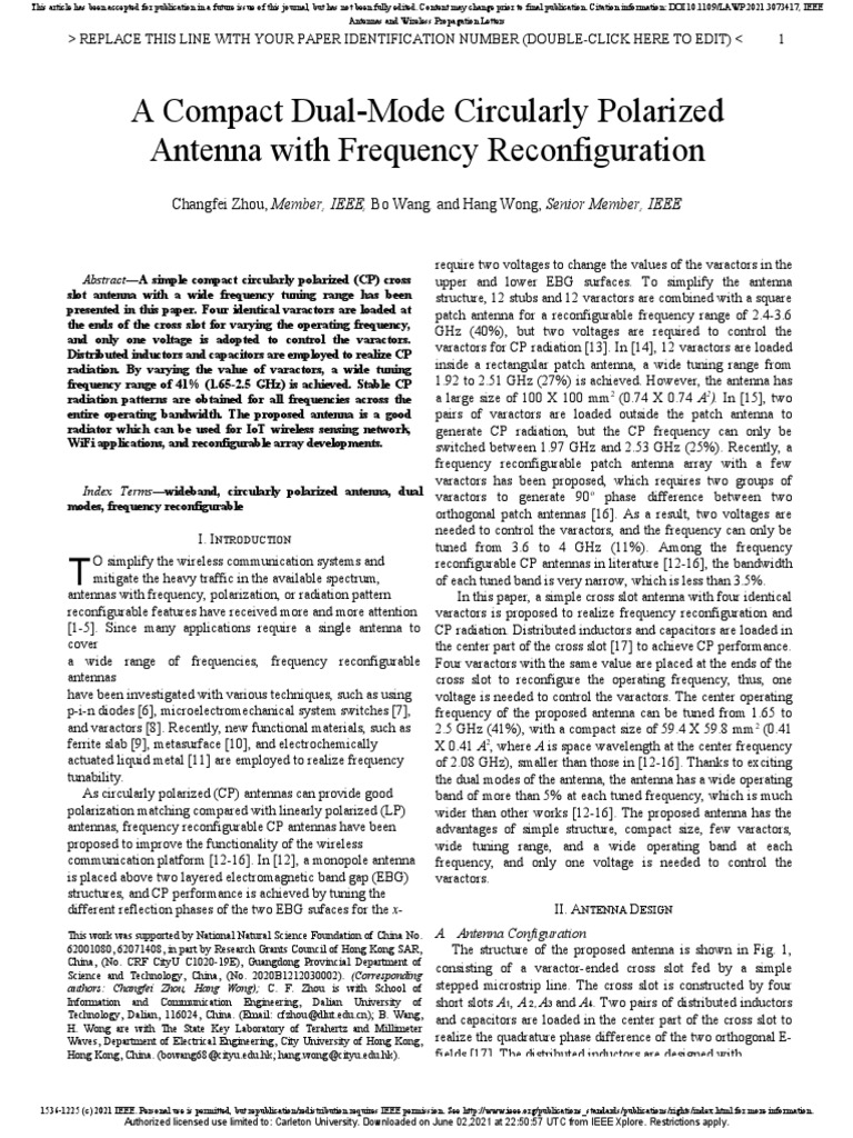 A Compact Dual-Mode Circularly Polarized Antenna With Frequency ...