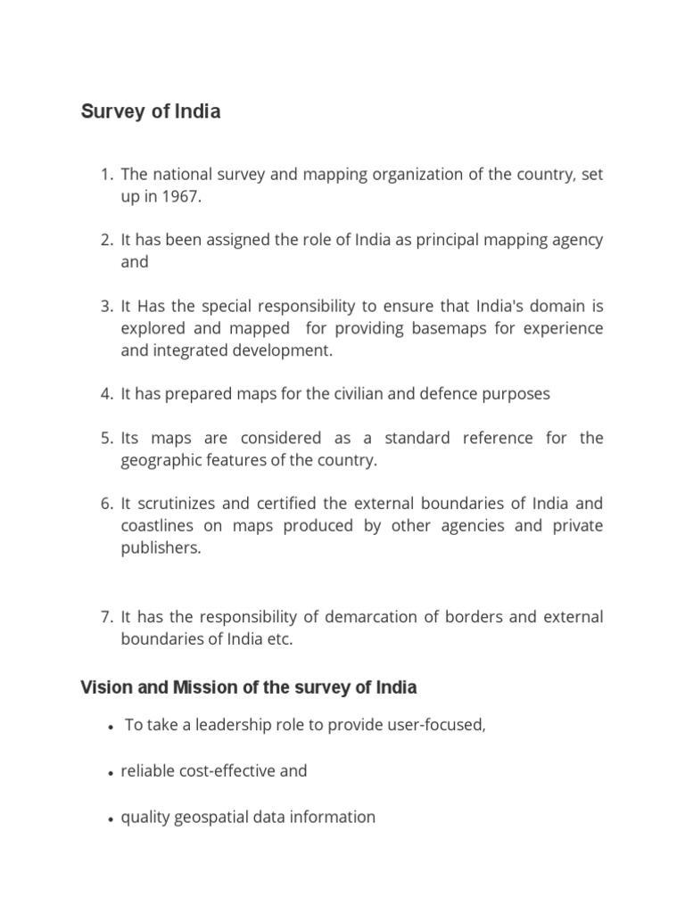 Vision and Mission of The Survey of India | PDF | Science | Economies