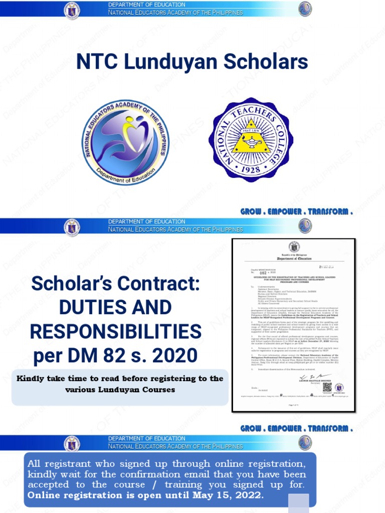 Contract of DepEd Scholars - Duties and Responsibilities | PDF ...