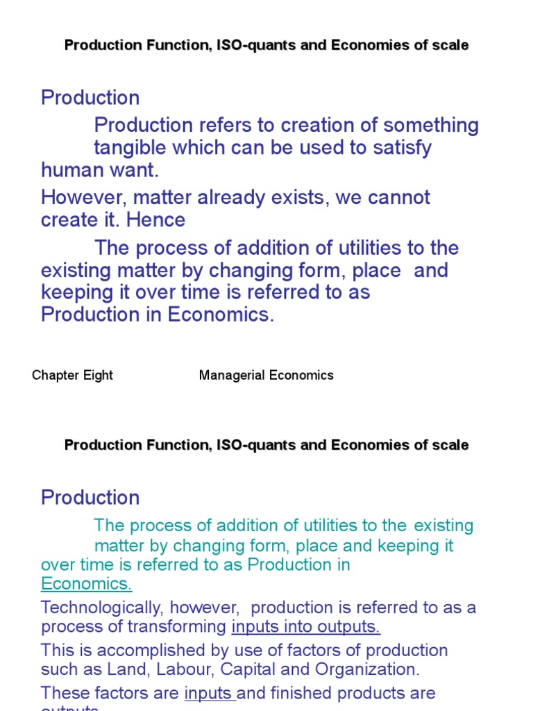 Production Function, ISO-quants and Economies of Scale | PDF | Production Function | Economies ...